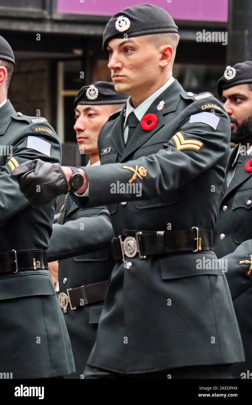 A Canadian Army soldier marches in the Vancouver Remembrance Day Parade ...