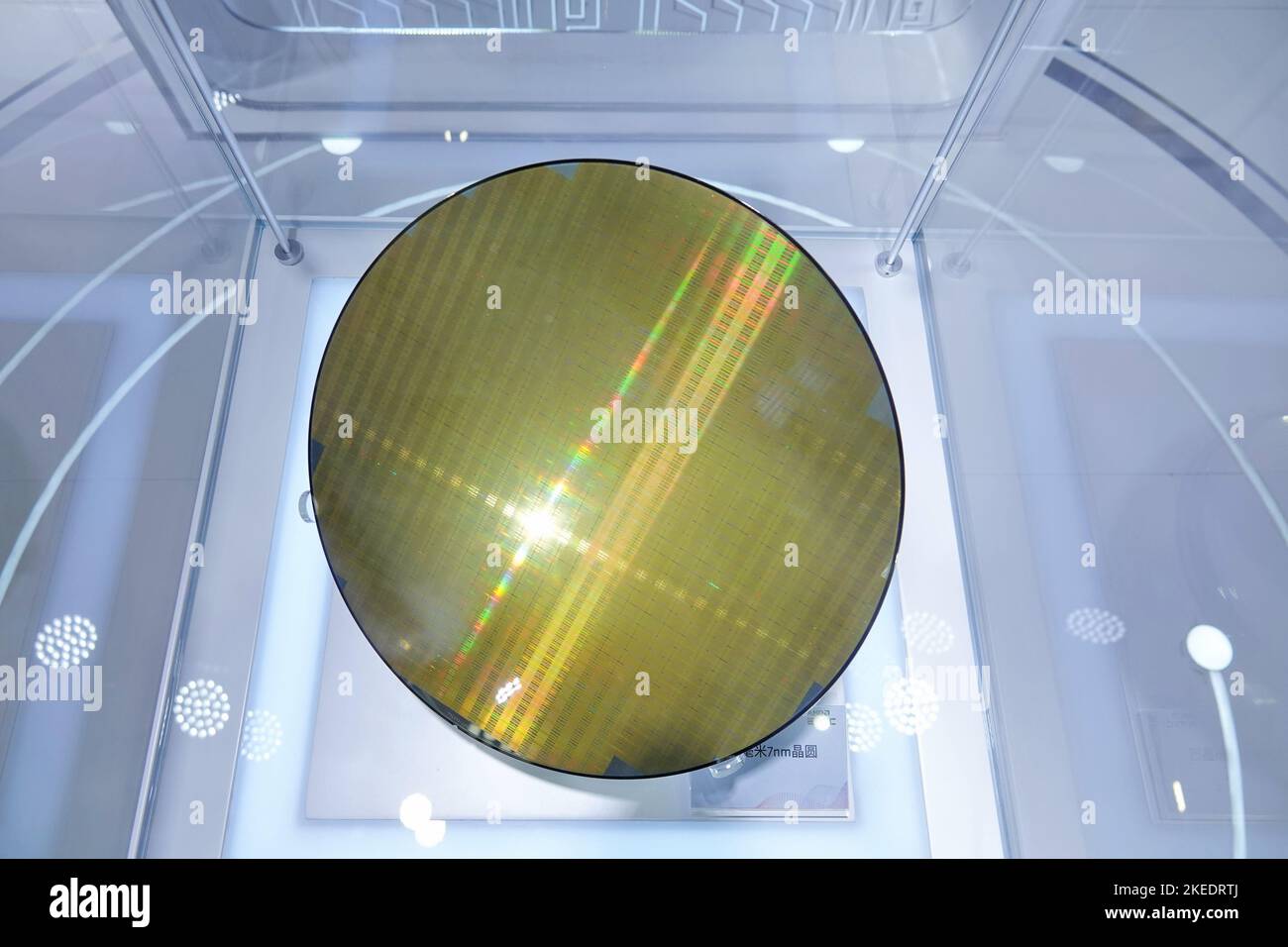 SHANGHAI, CHINA - NOVEMBER 6, 2022 - AMD's 7nm wafers are displayed at ...