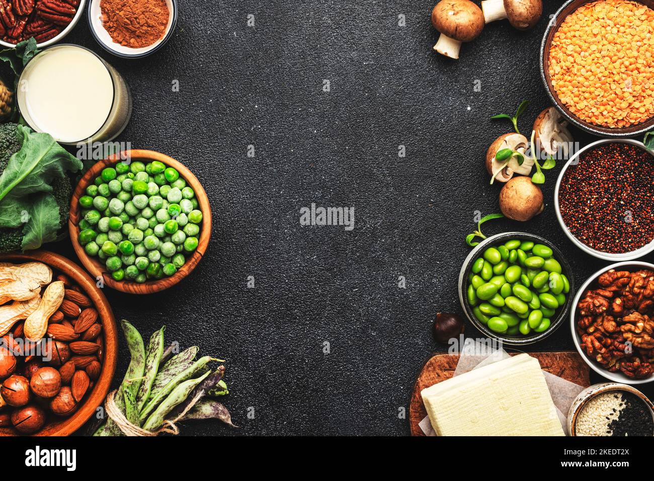 Vegan protein. Full set of plant based vegetarian food sources. Healthy ...
