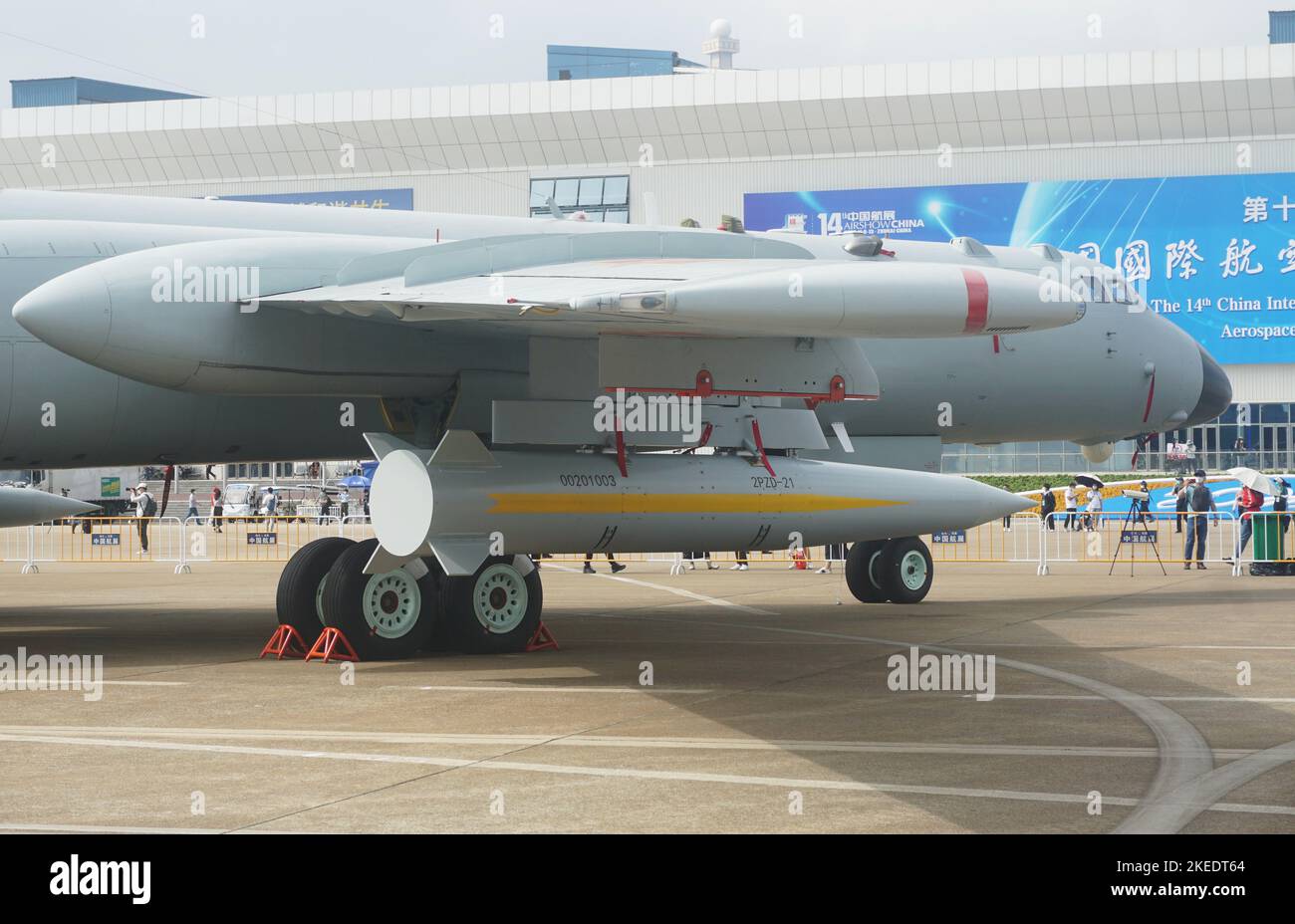 ZHUHAI, CHINA - NOVEMBER 10, 2022 - A mystery missile, H-6K, hangs ...