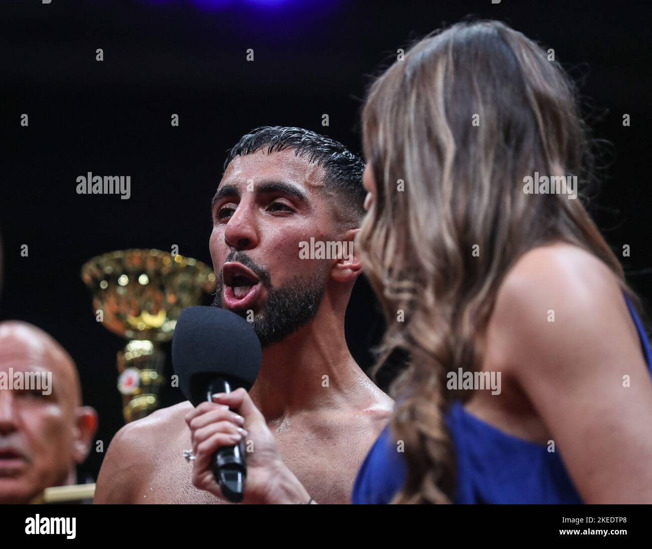 Sheffield, UK. 11th Nov, 2022. Shabaz Masoud gives an interview after ...