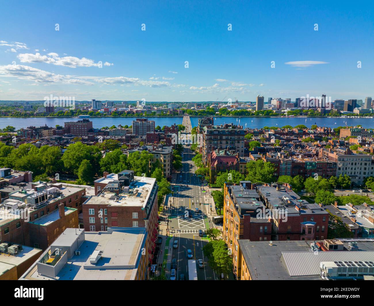 Massachusetts Avenue in Back Bay and Harvard Bridge across Charles ...