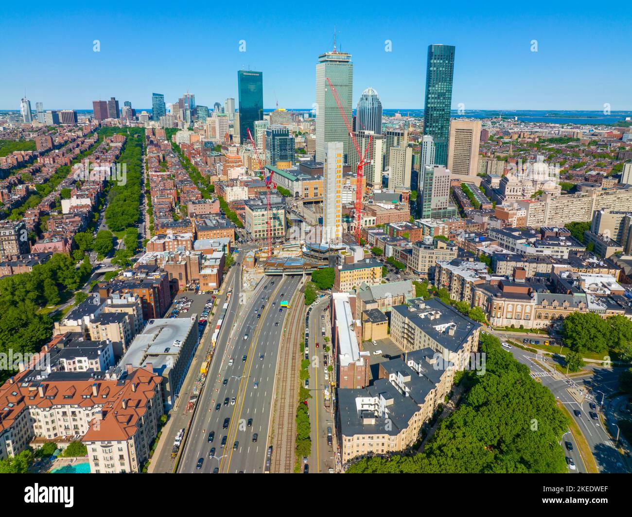 Boston Back Bay skyline and Interstate Highway 90 including John ...
