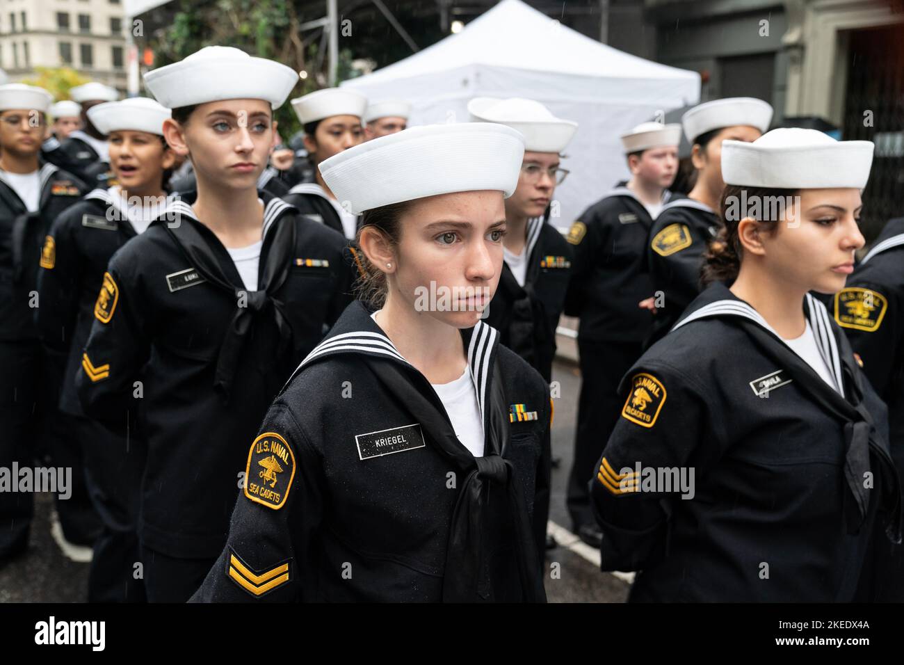 Members of US Naval Sea Cadets march at annual Veterans Day parade on ...