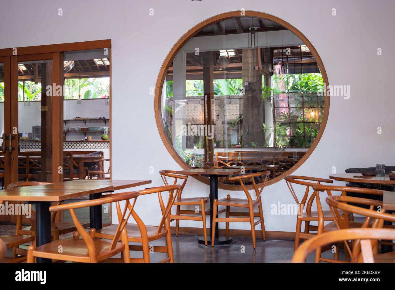 Beautiful interior of Bali style cafe in Ubud, Bali, Indonesia Stock ...