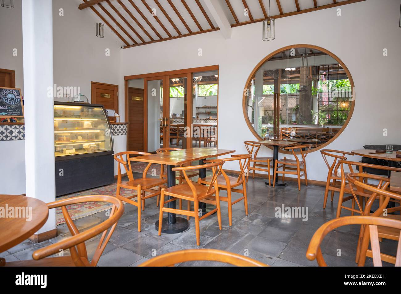 Beautiful interior of Bali style cafe in Ubud, Bali, Indonesia Stock ...