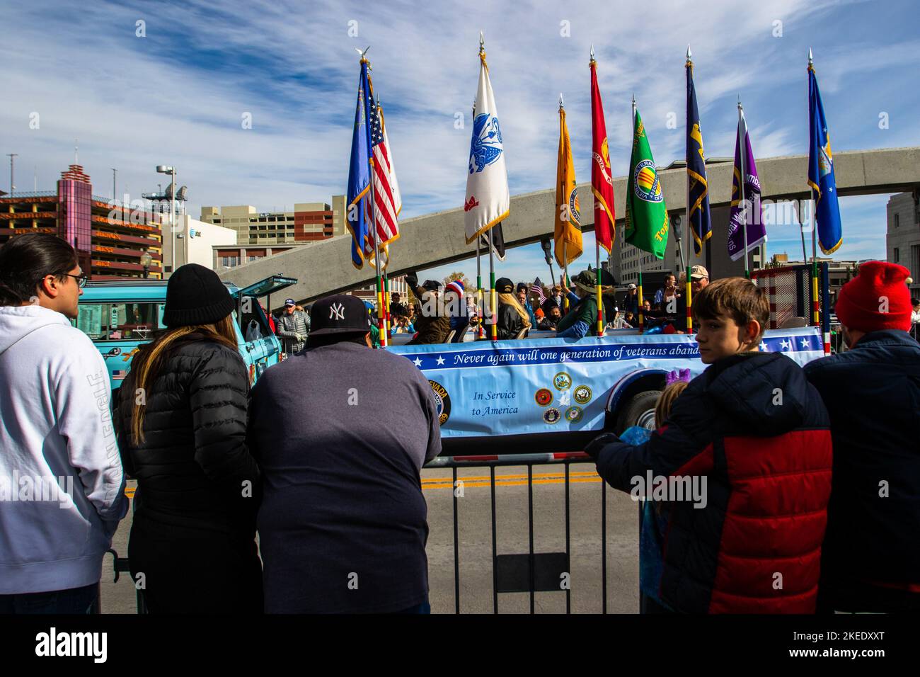 Flags of different countries on a trailer being towed during the ...
