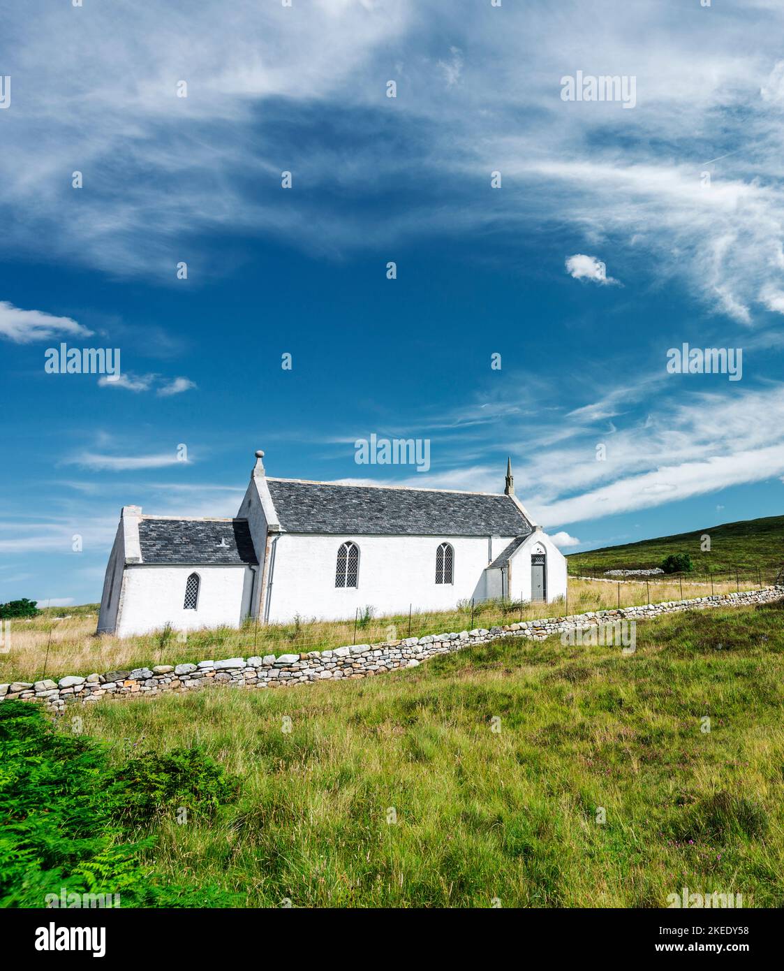 Pretty little,white,restored church,beautiful remote area of highlands ...