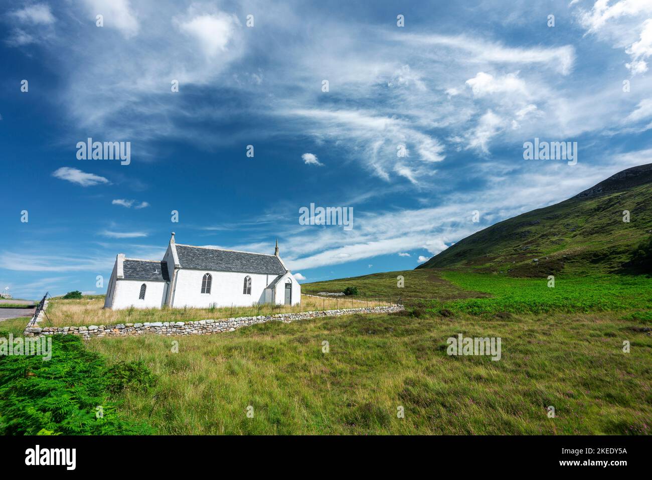 Pretty little,white,restored church,beautiful remote area of highlands ...
