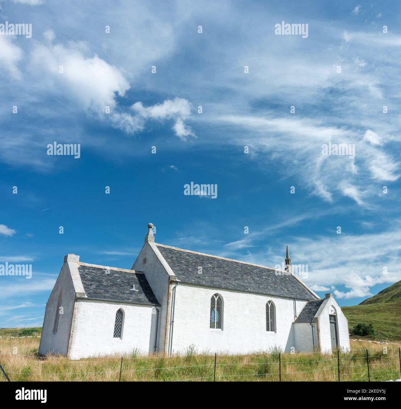 Pretty little,white,restored church,beautiful remote area of highlands ...