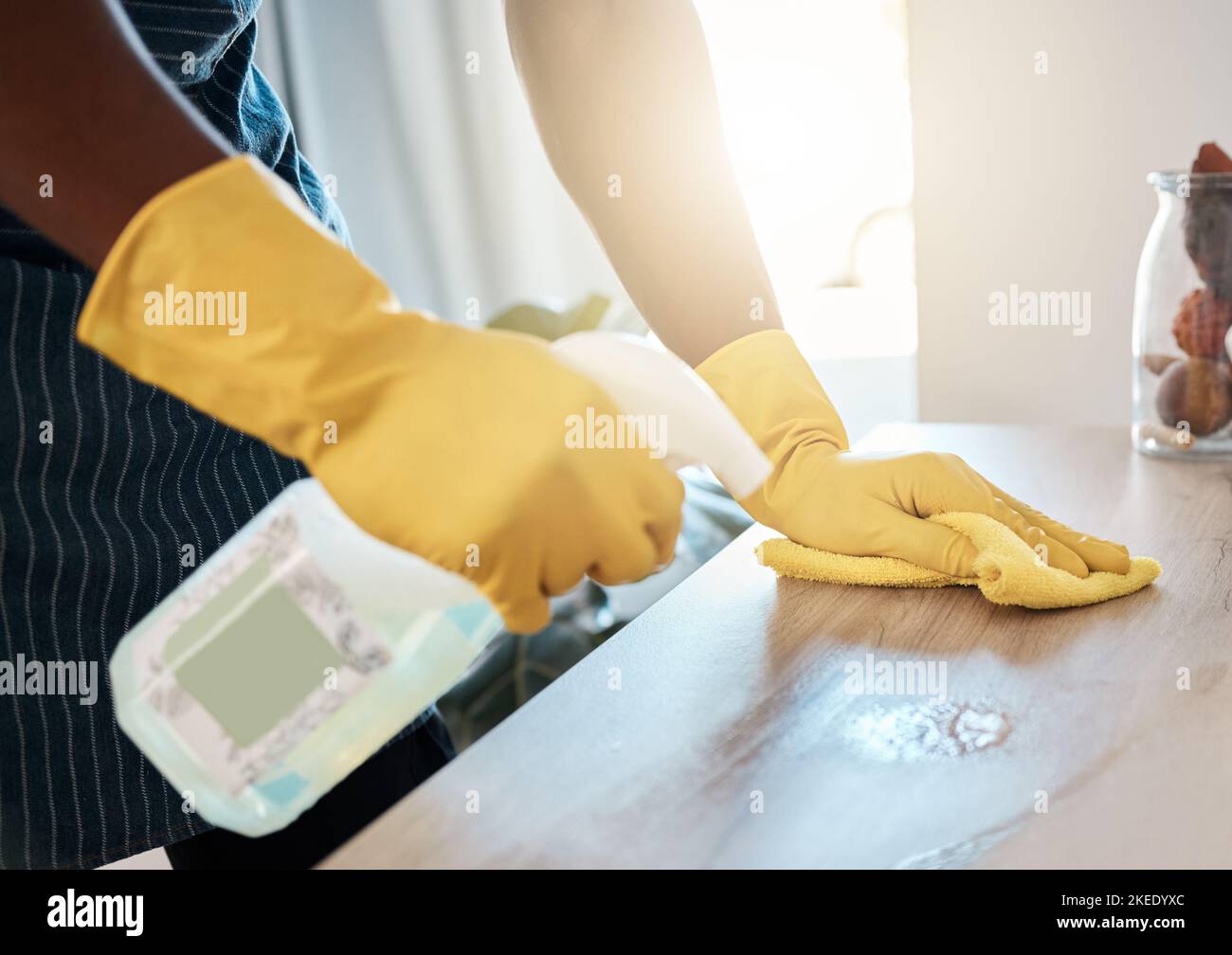 Hands, hygiene and detergent for clean table, domestic or sanitary for ...