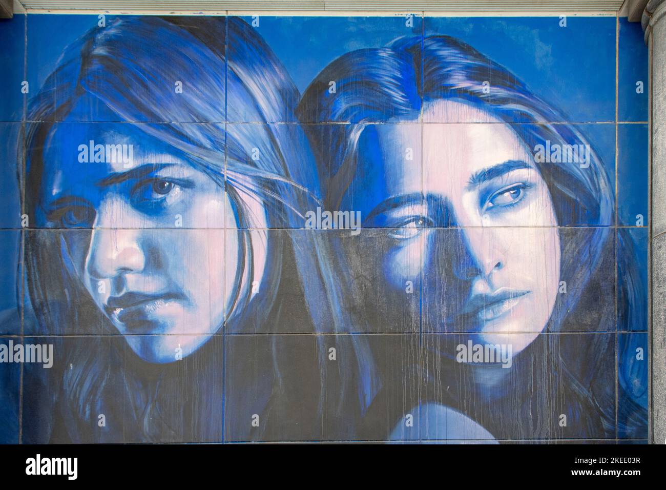 Blue Girls Street Art, Melbourne, Victoria, Australia Stock Photo - Alamy