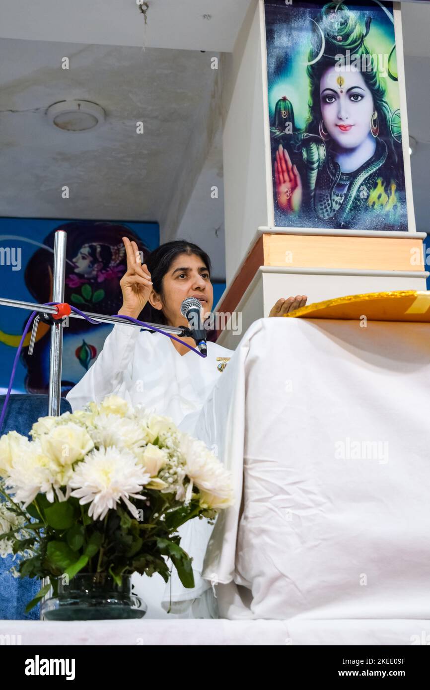 New Delhi, India, October 16 2022 – BK Shivani during meditation ...