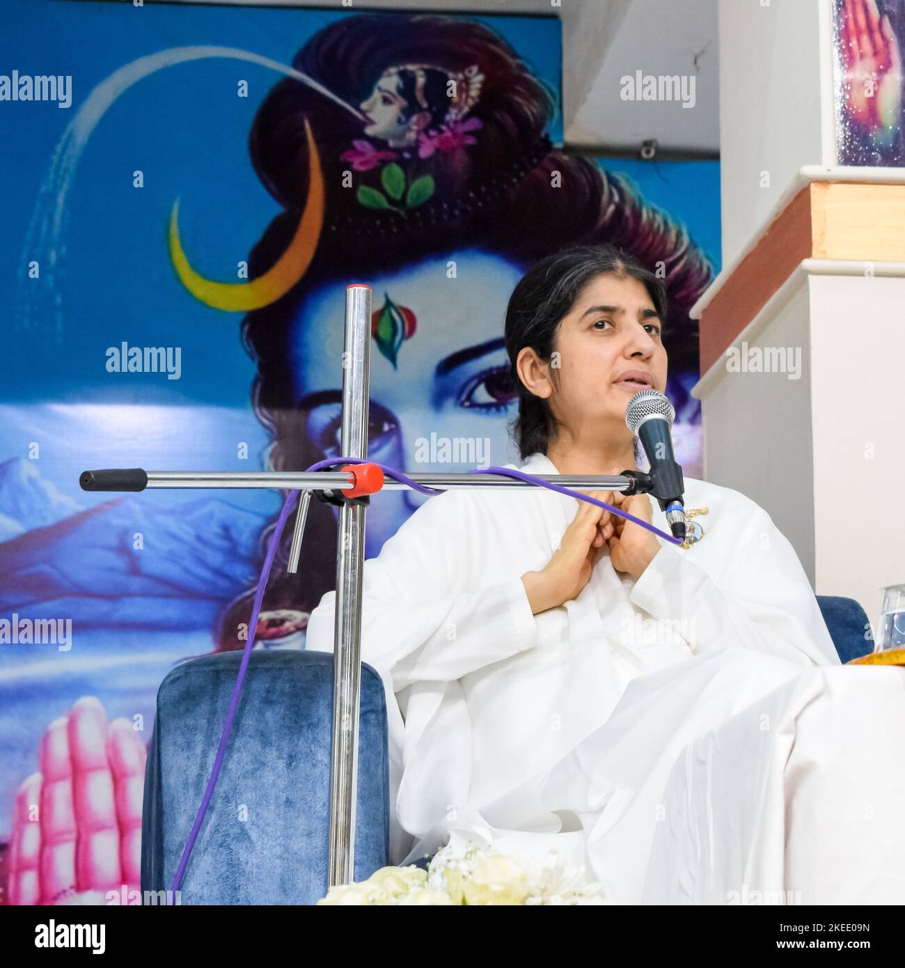 New Delhi, India, October 16 2022 – BK Shivani during meditation ...