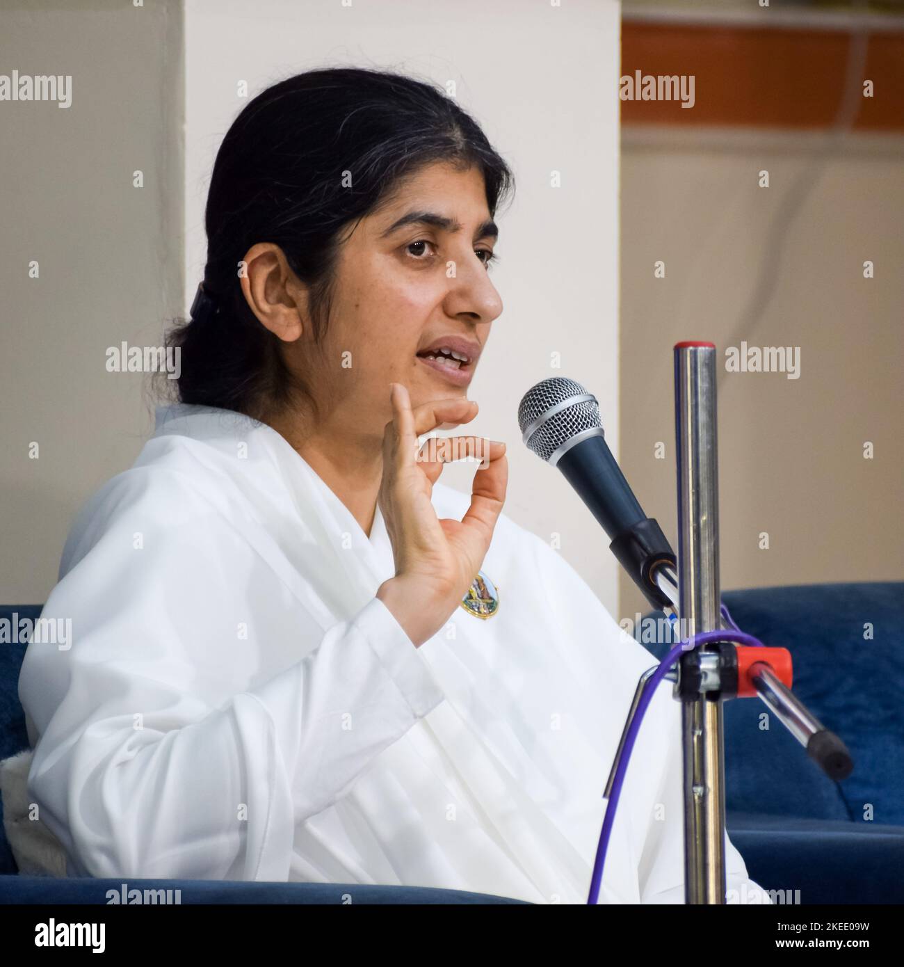 New Delhi, India, October 16 2022 – BK Shivani during meditation ...