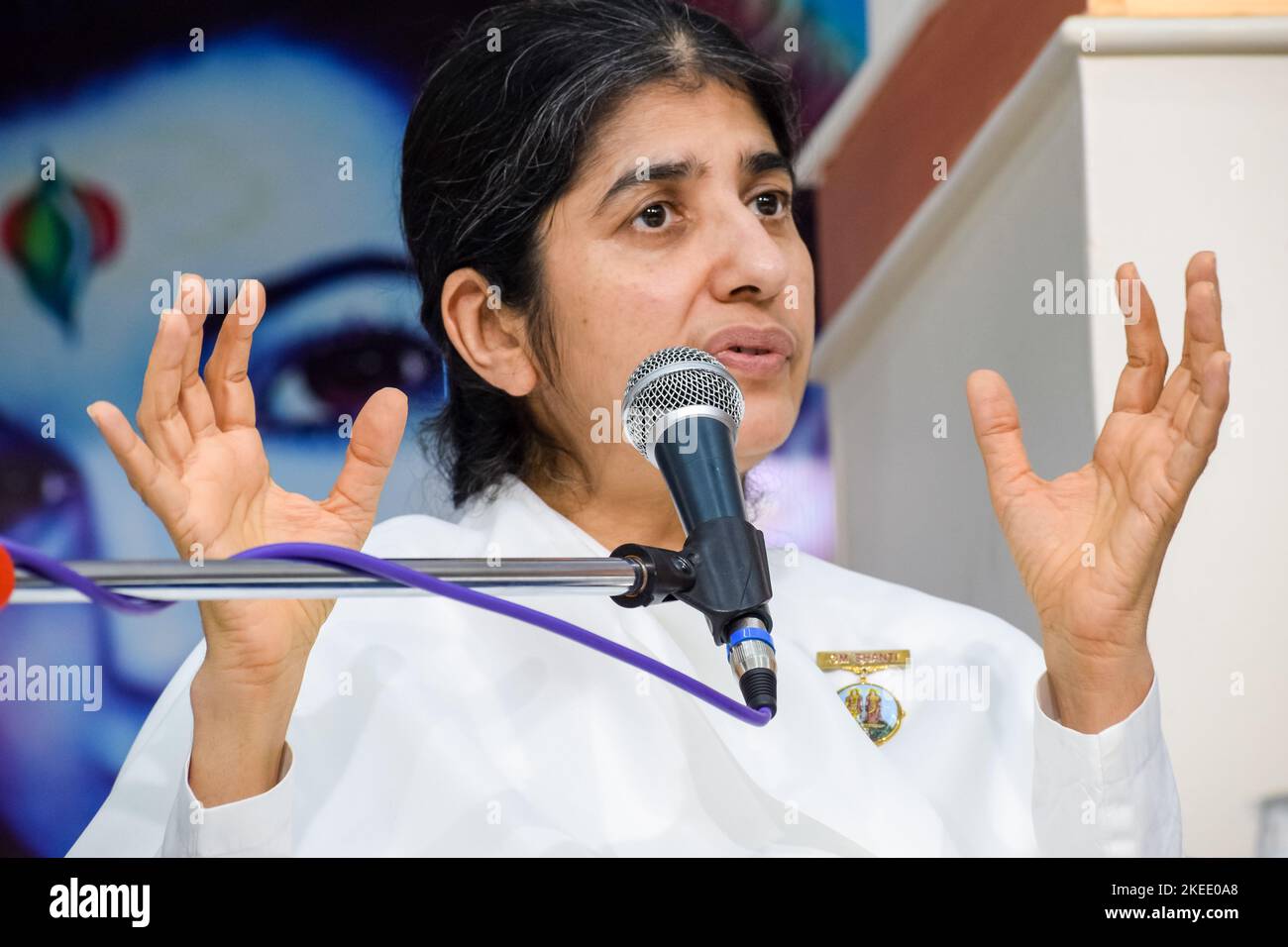 New Delhi, India, October 16 2022 – BK Shivani during meditation ...