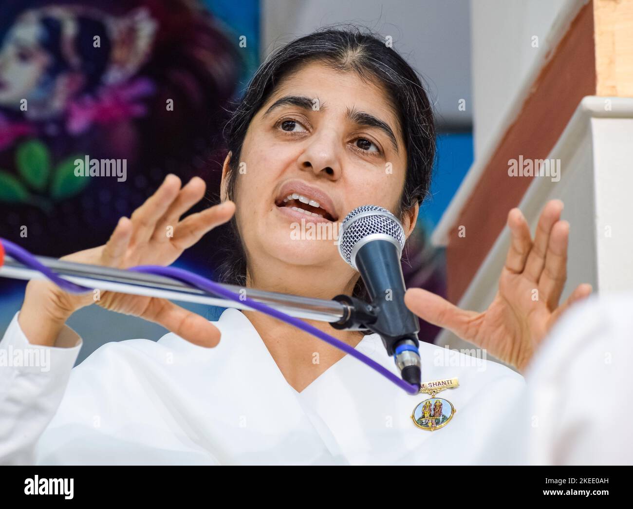 New Delhi, India, October 16 2022 – BK Shivani during meditation ...