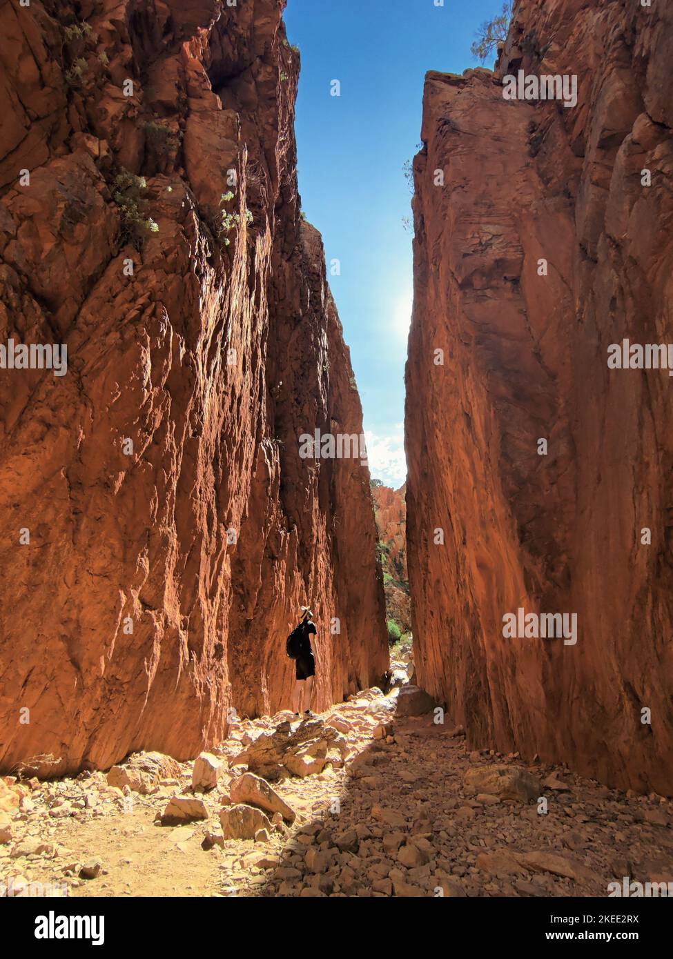 A young Australian man exploring the Standley Chasm geological ...