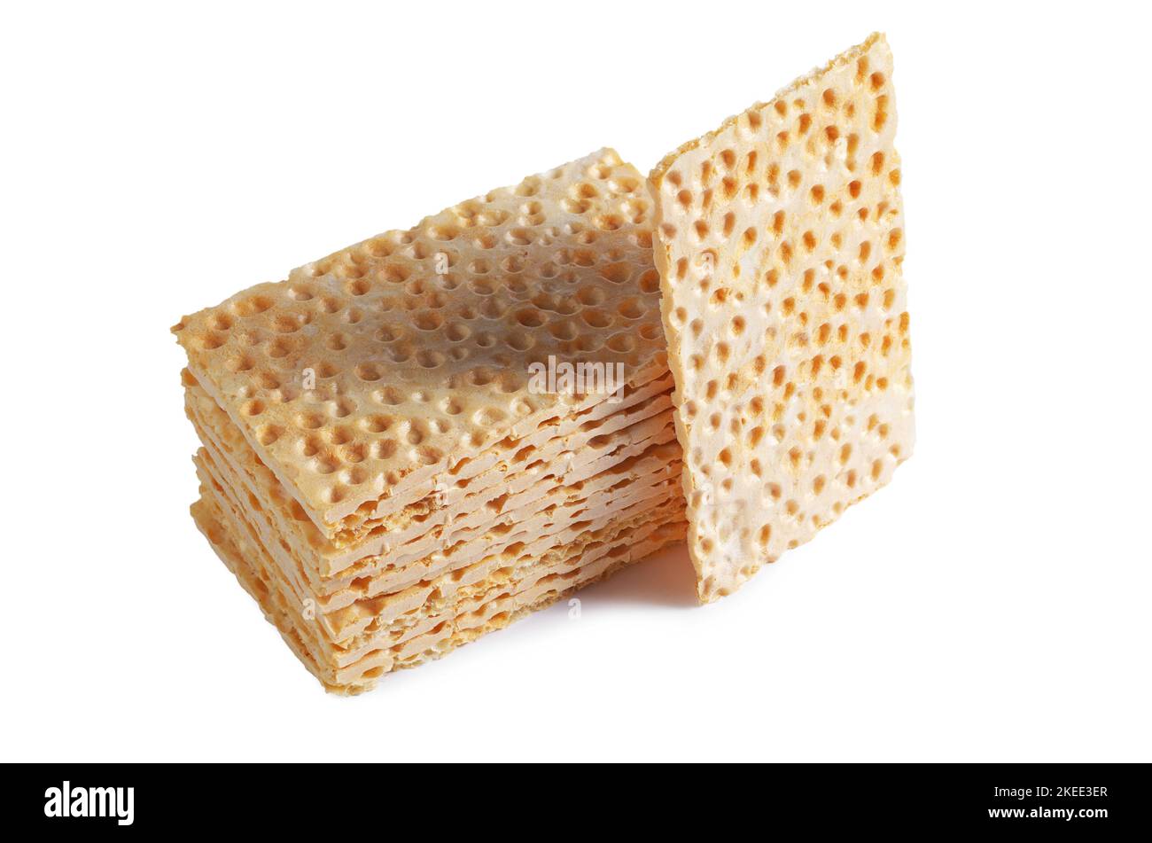 Stack of rye crackers a white background close-up Stock Photo - Alamy
