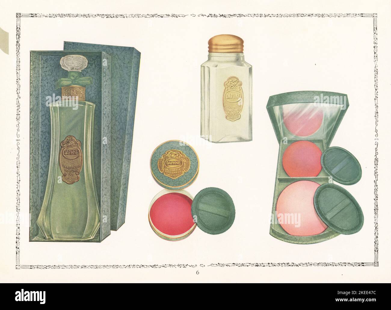 Daphne brand cosmetics from CPC, 1927. Bottle of toilet water in box ...