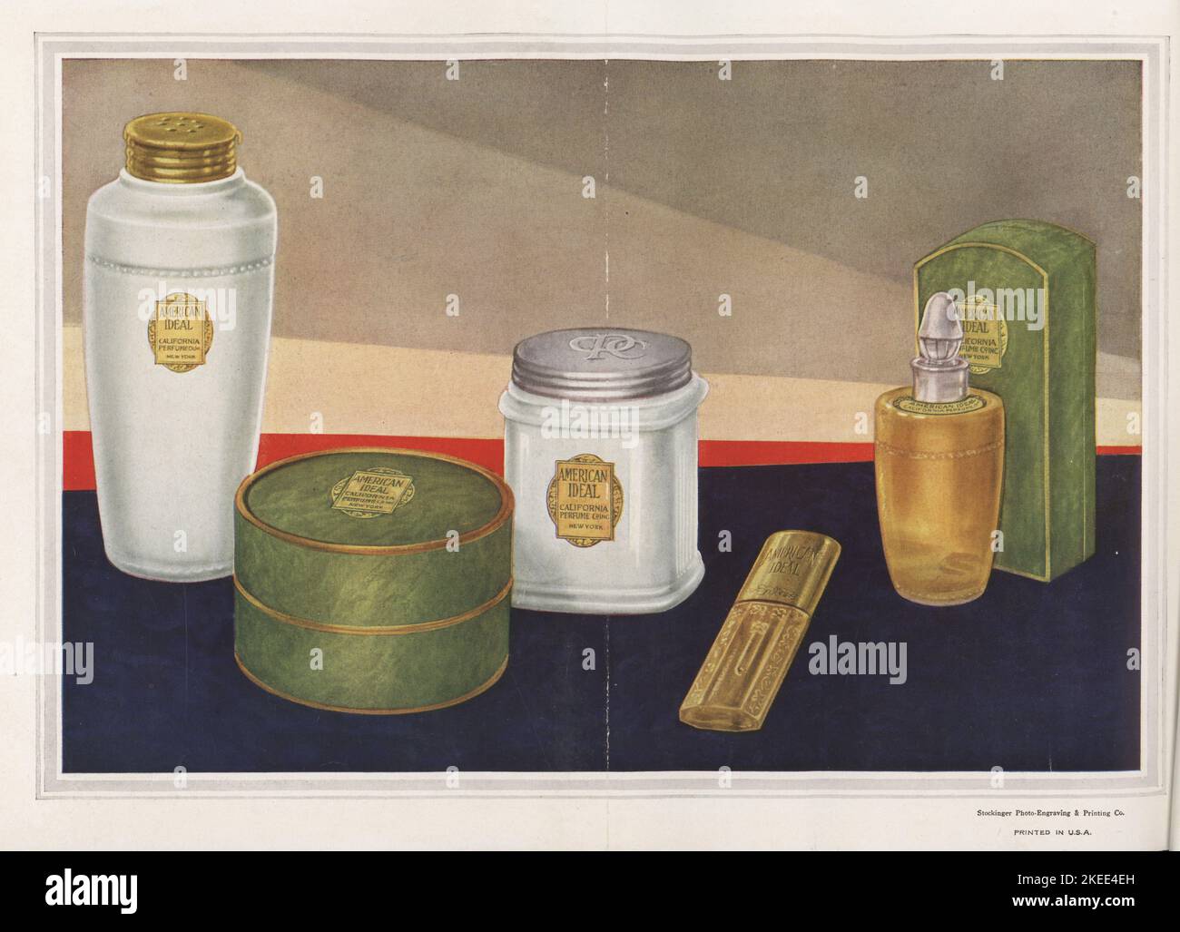 American Ideal brand cosmetics from CPC, 1927. Can of talcum powder ...