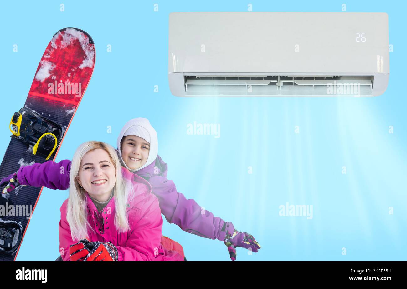 Happy Family Under Air Conditioning Stock Photo - Alamy