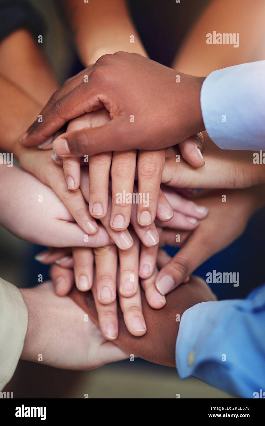 Let your hands do the talking. High angle shot of a group of ...