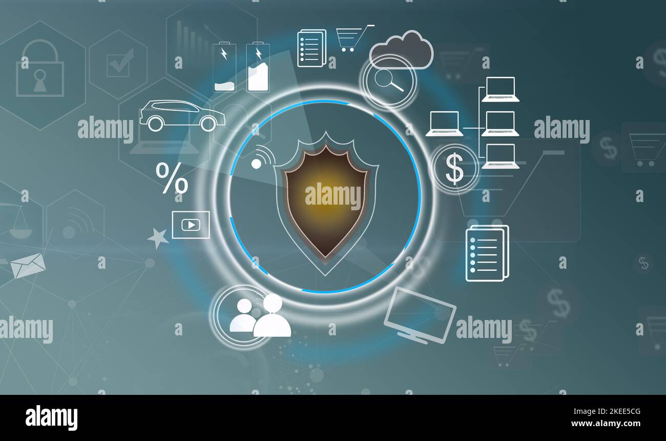 virtual security icons. Cloud technology management big data include ...