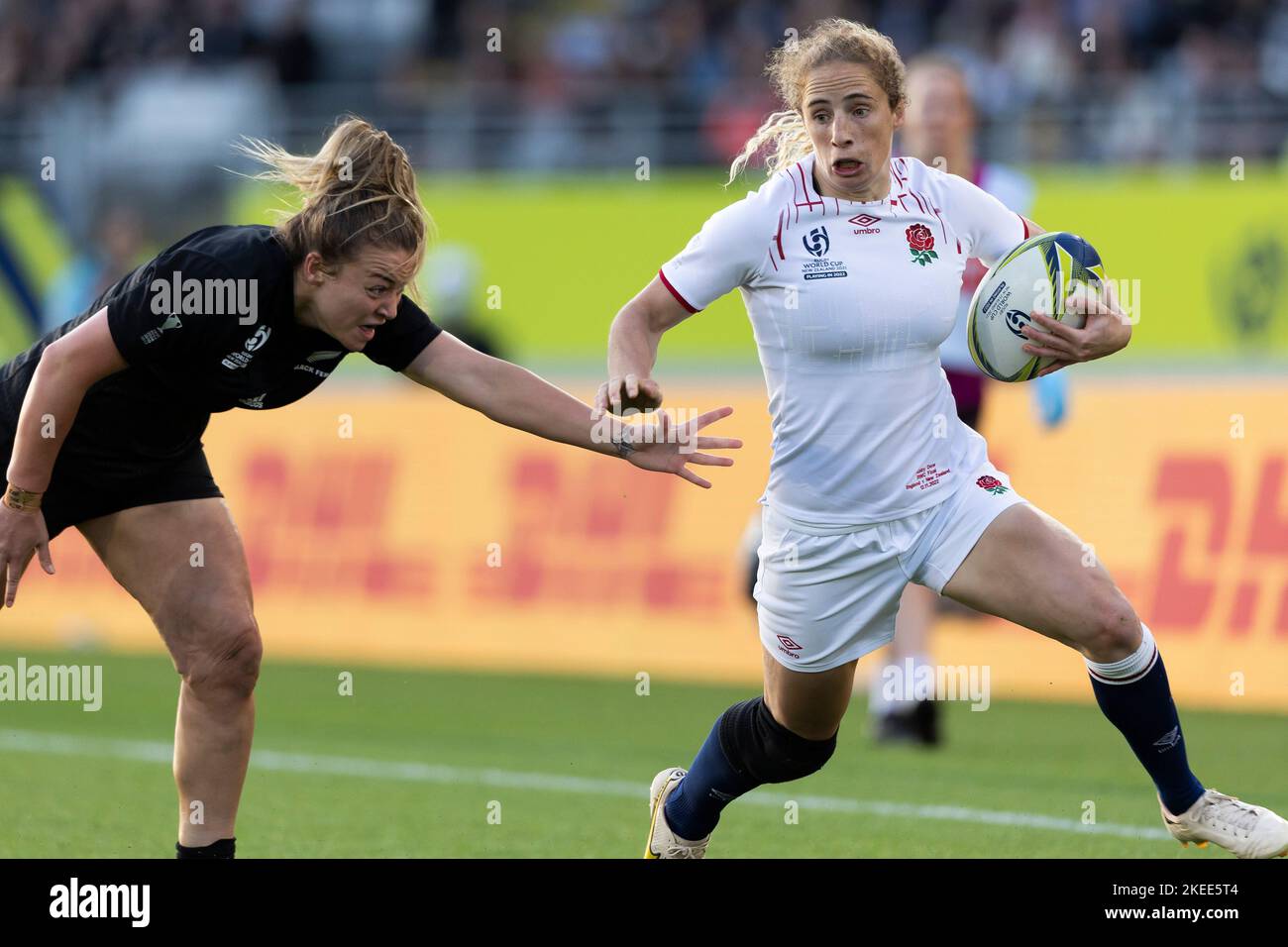 England's Abby Dow (right) during the Women's Rugby World Cup final ...