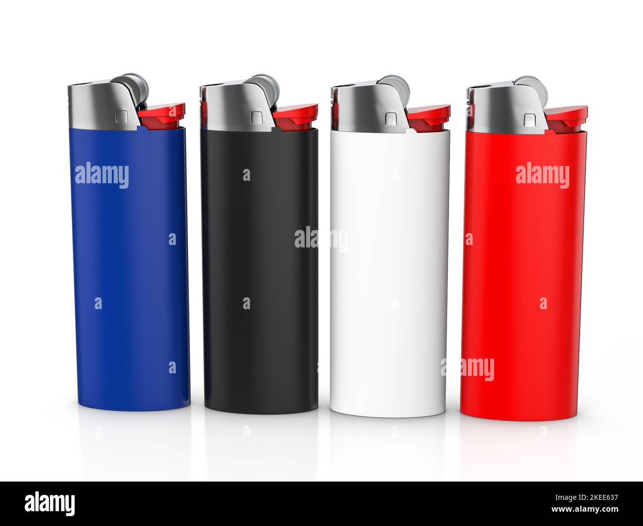 Lighters on a white background. 3d illustration Stock Photo - Alamy