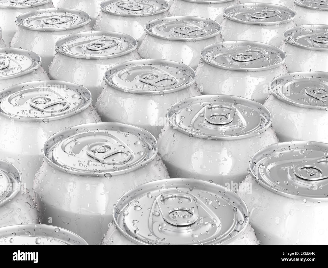Aluminum cans with condesation formed background. 3d illustration Stock ...