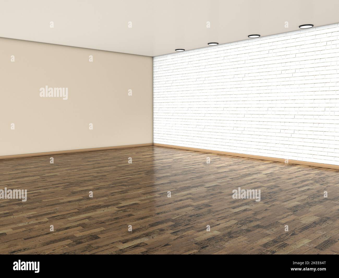 Empty room in a house. 3d illustration Stock Photo - Alamy
