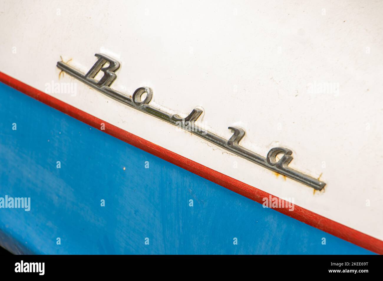 PRAGUE, CZECHIA, AUG 15 2022, Logotype on the side of the Volga car ...