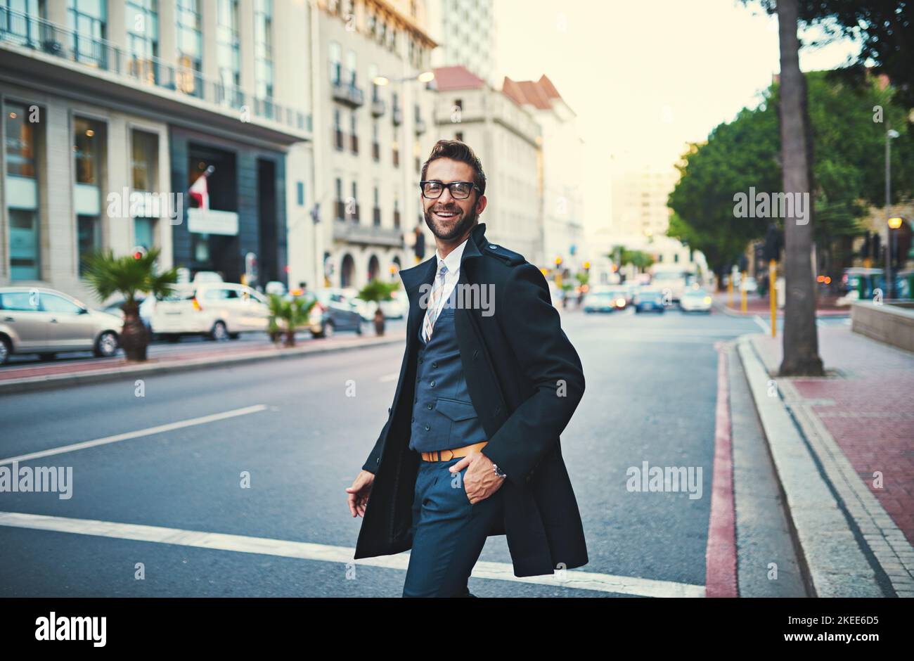 Handsome man looking around city hi-res stock photography and images ...