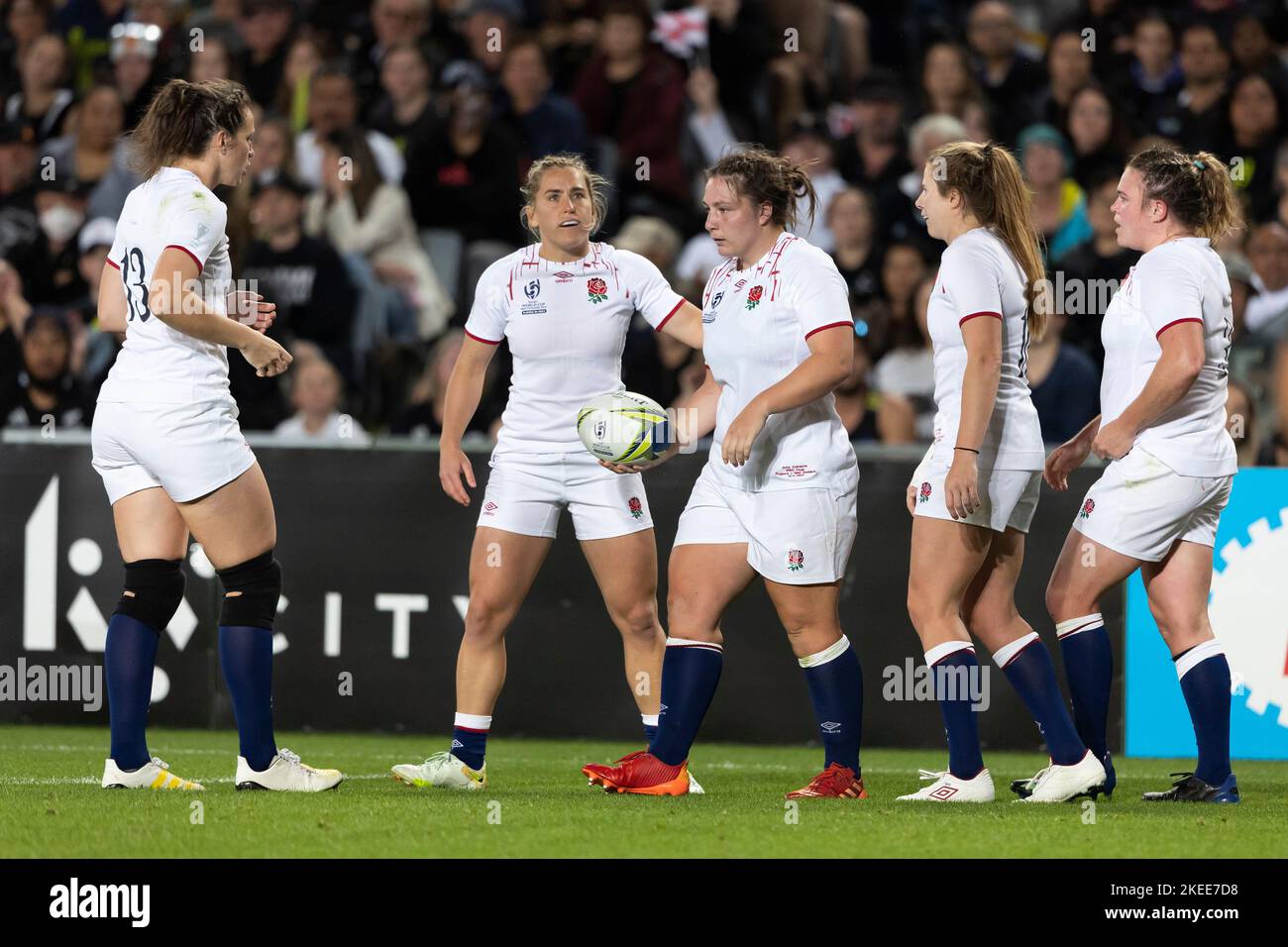 England's Amy Cokayne (centre) after scoring her third try during the ...