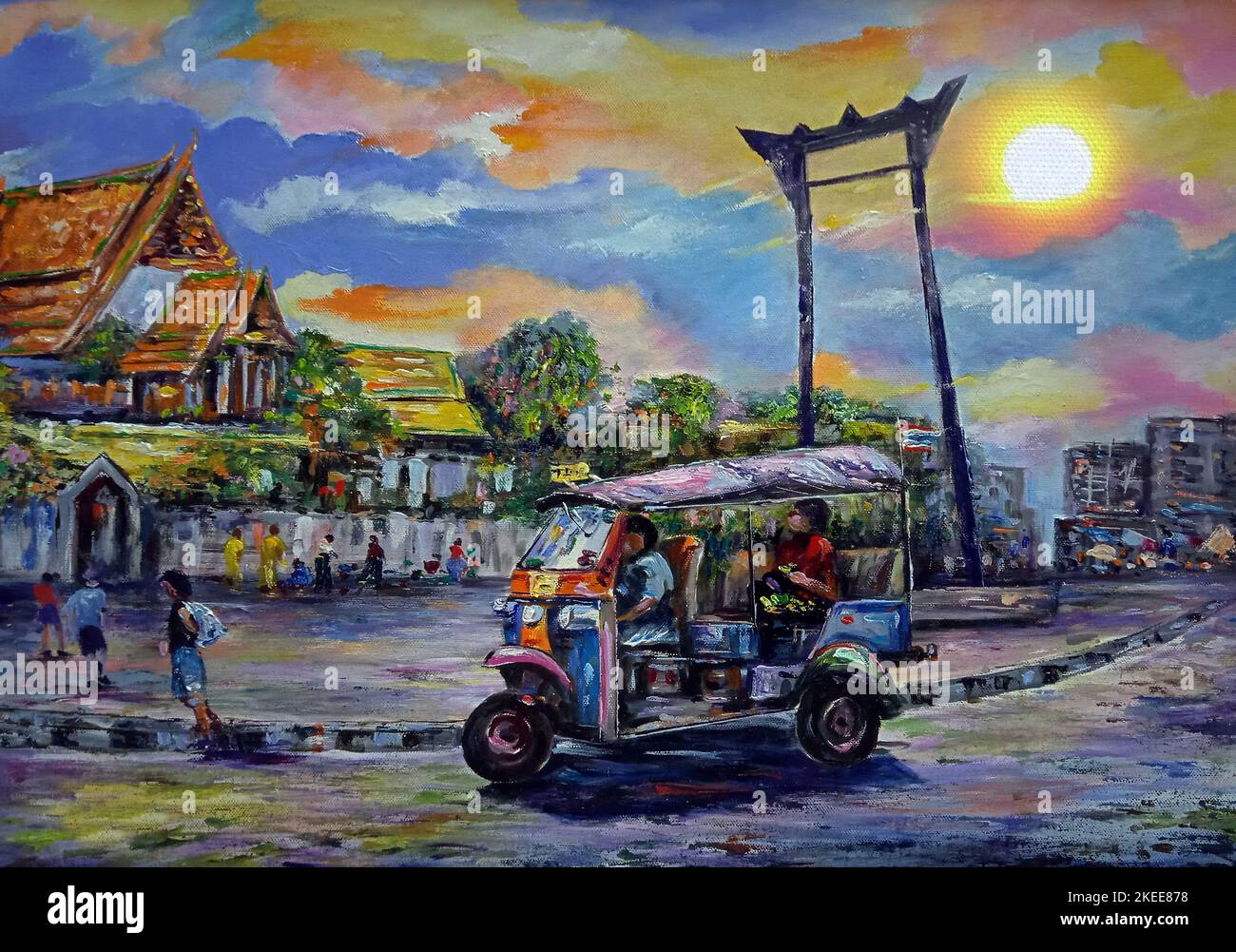 Art painting Oil color tuk tuk taxi thailand , siam land of smiles ...