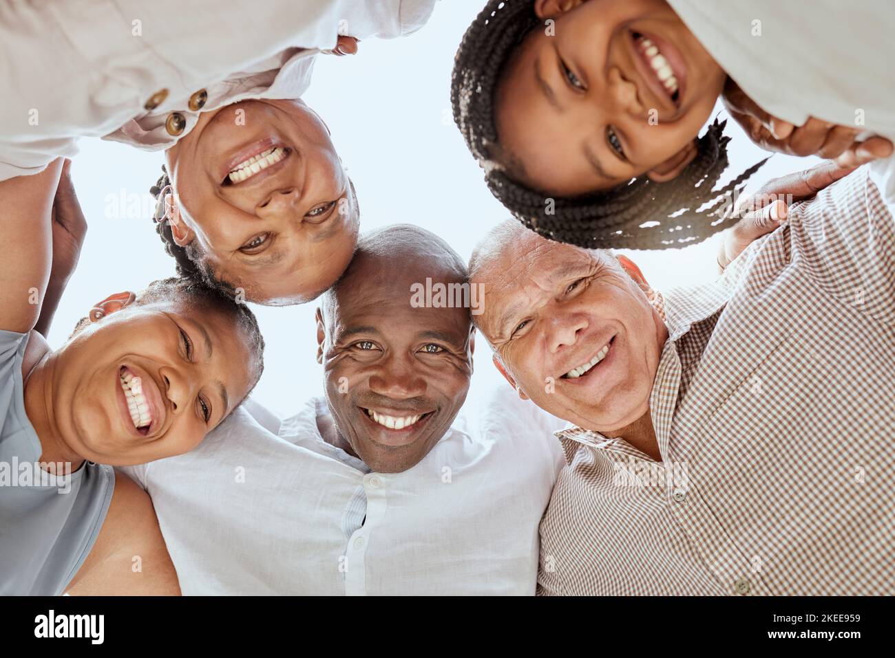 Diversity, family and huddle together, smile and positive being loving ...
