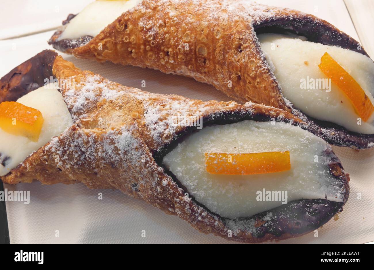 Sicilian cannoli typical pastries from Southern Italy made with ricotta ...
