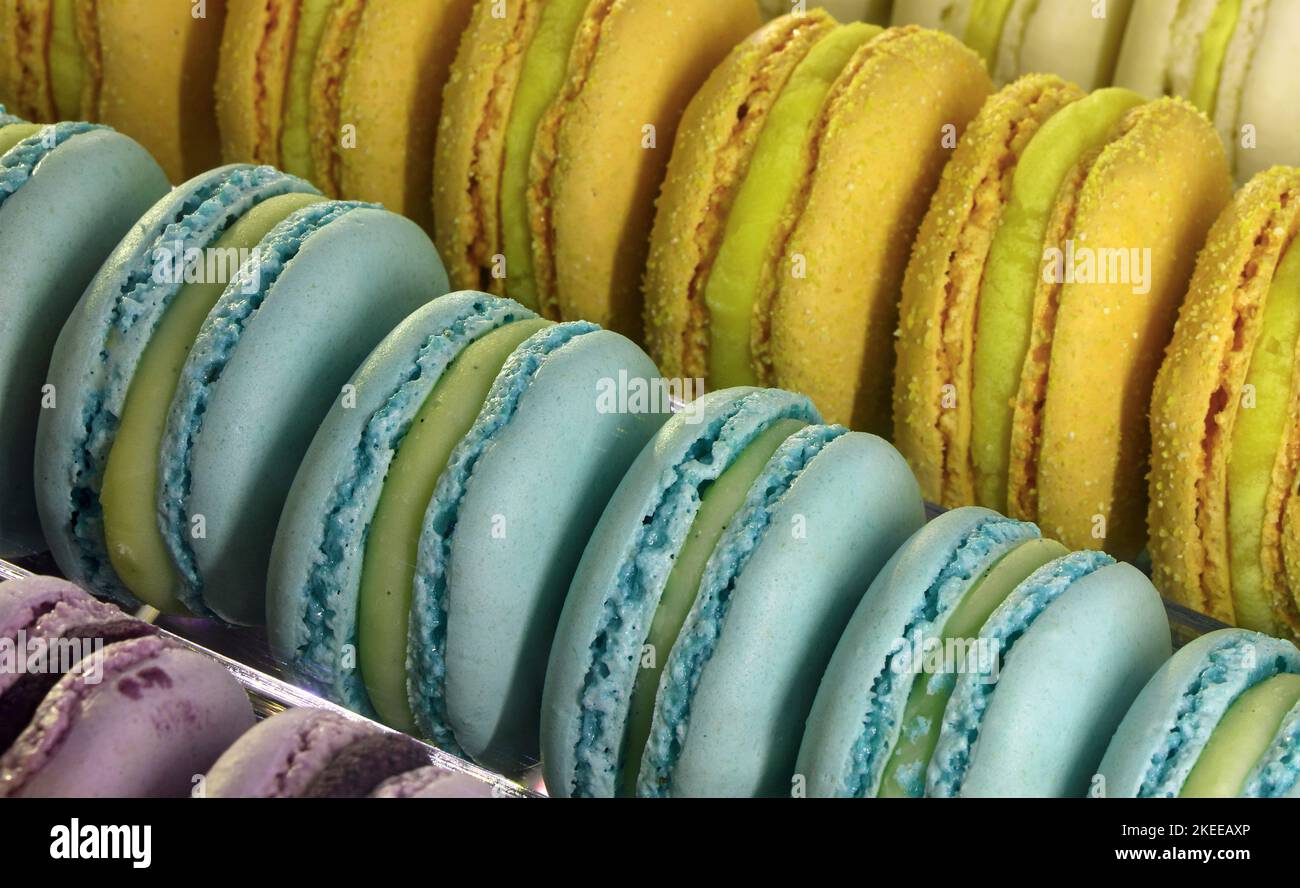 many pastries called MACARONS confectionery specialty typical of France ...
