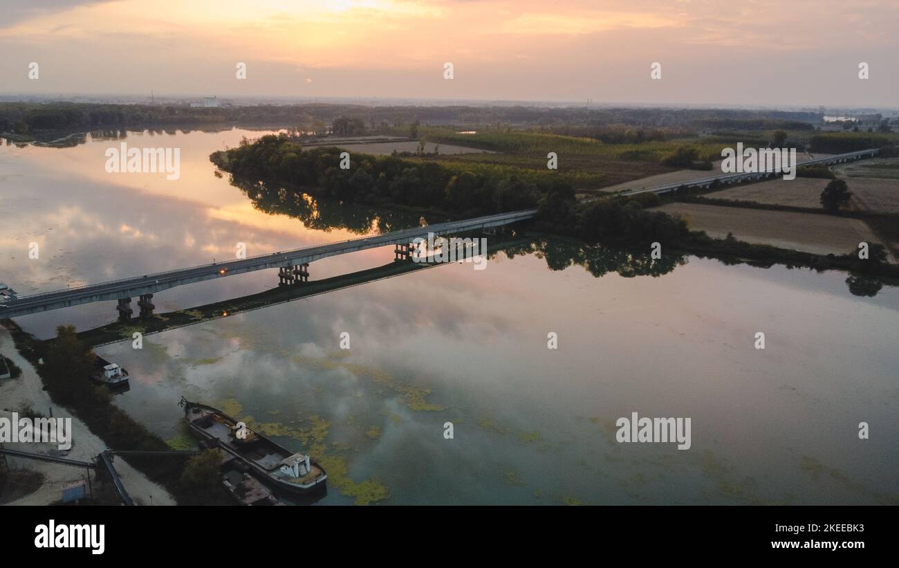 Aerial view over po river hi-res stock photography and images - Alamy