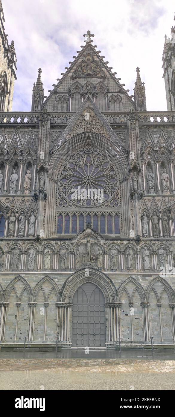 Trondheim, Norway - 8 May 2022: Nidaros Cathedral rose window and ...