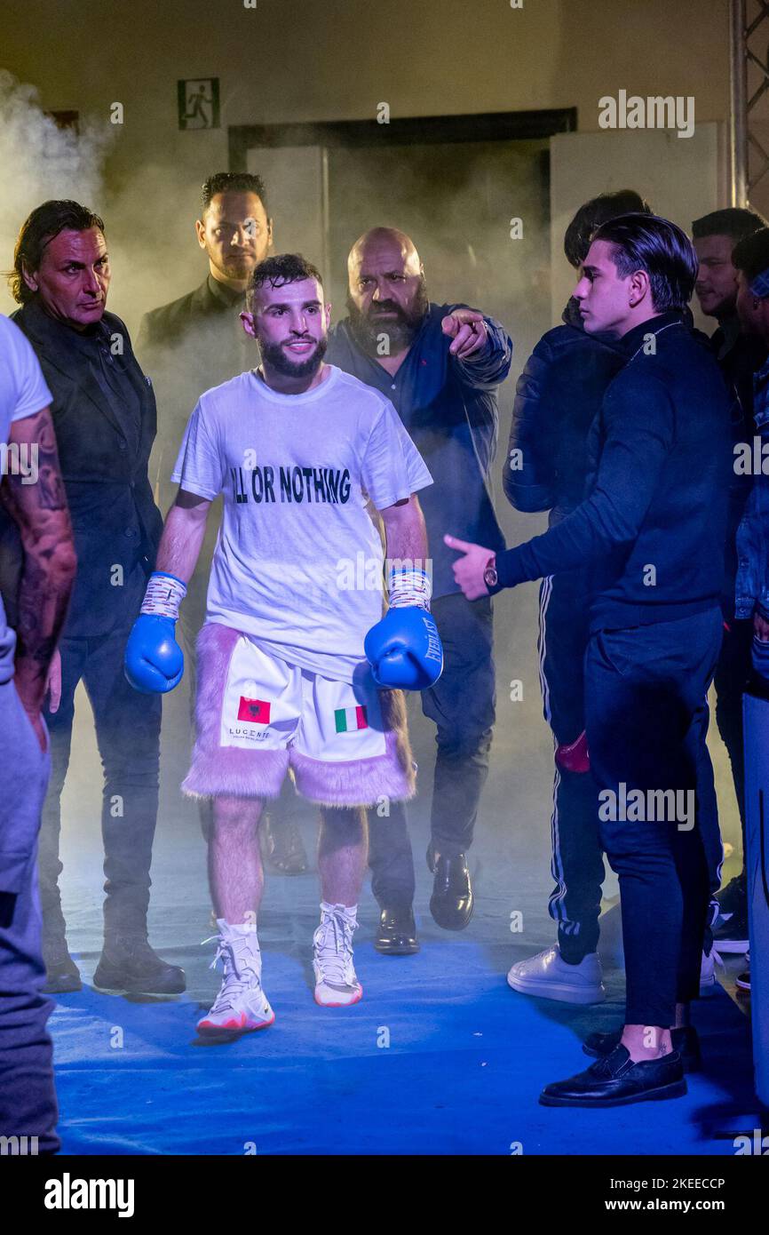 Marvin Demollari during boxing match valid for the Italian Lightweight ...