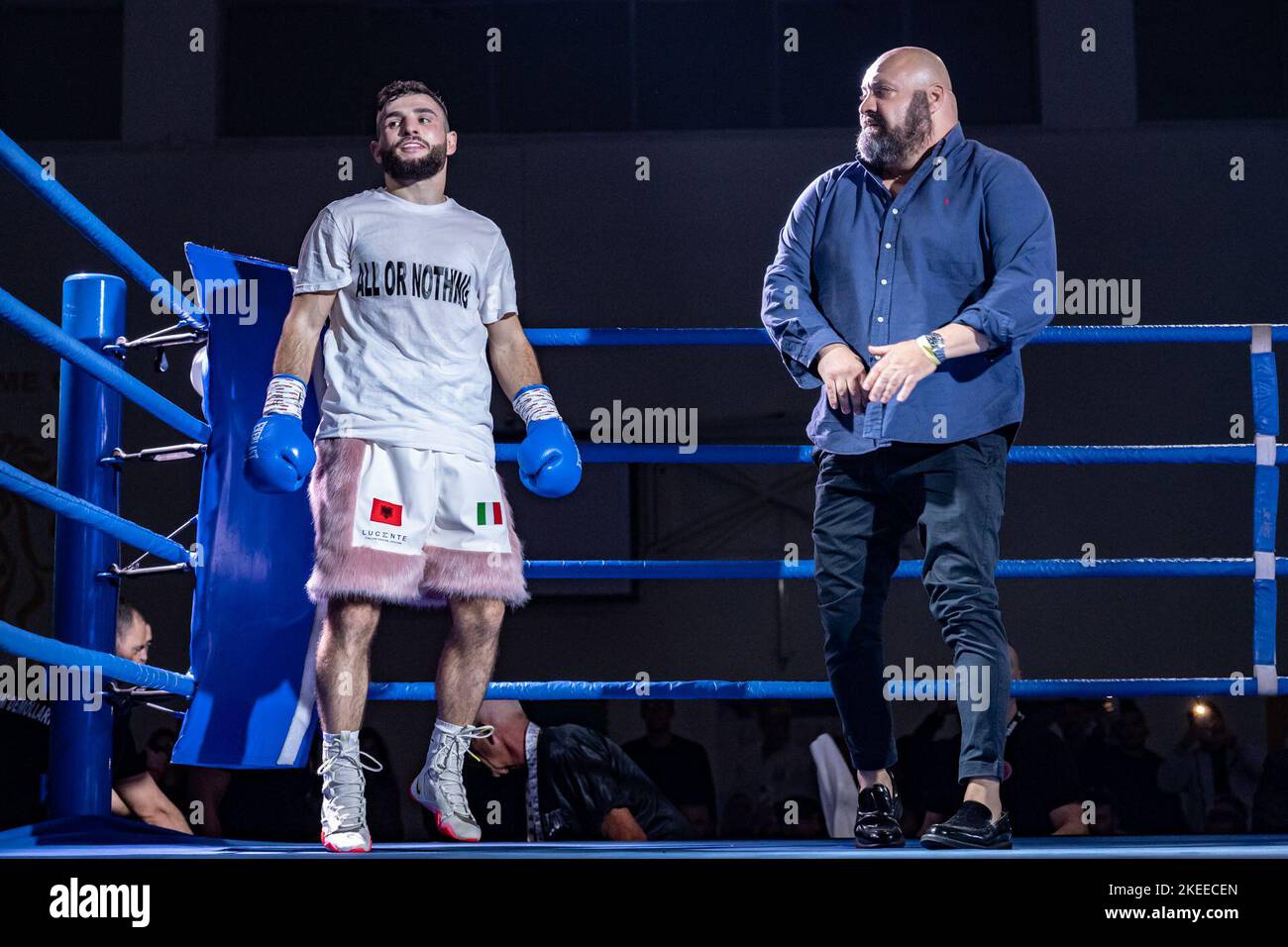 Marvin Demollari during boxing match valid for the Italian Lightweight ...