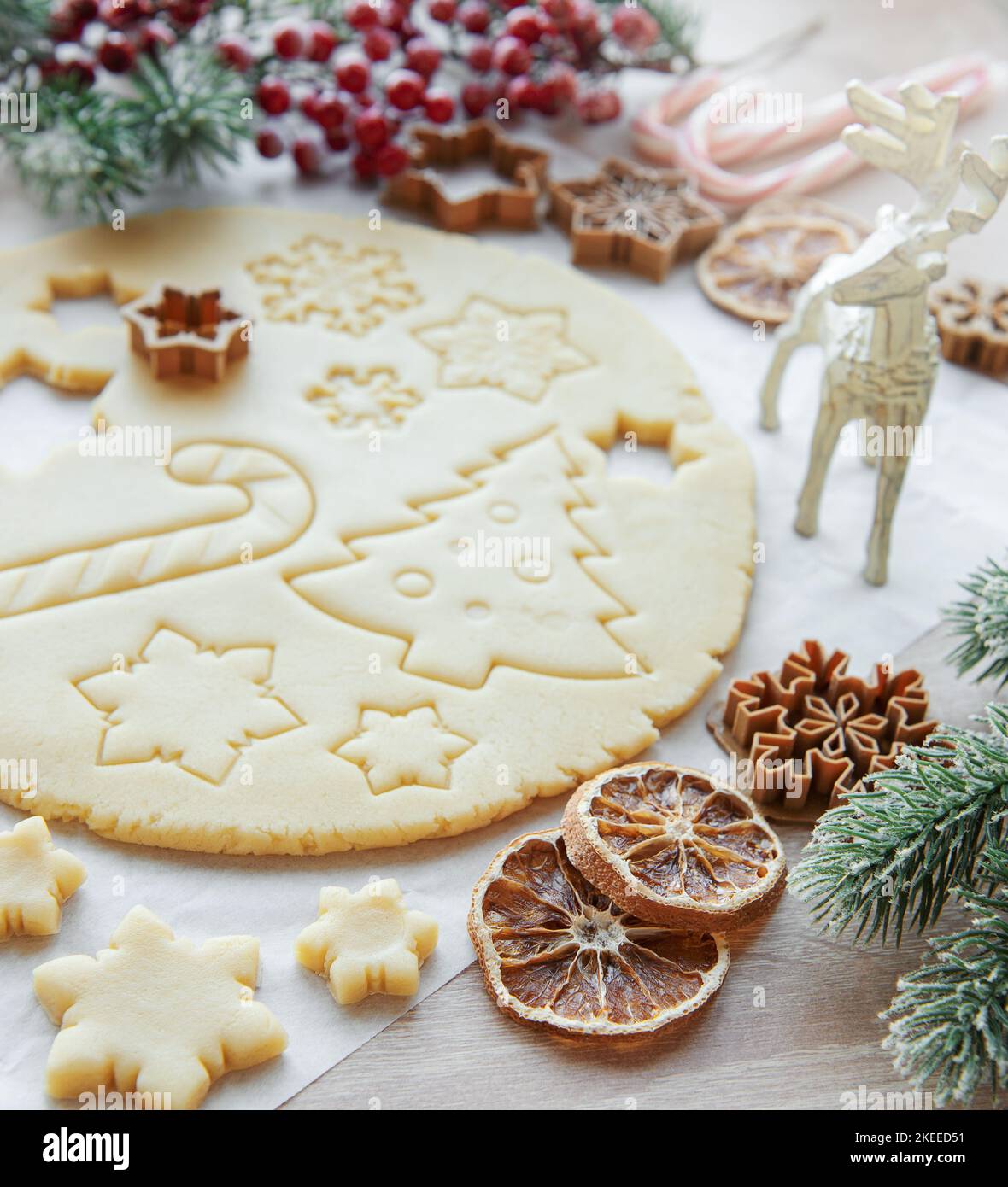 Top view of ingredients for cooking Christmas gingerbread cookies ...