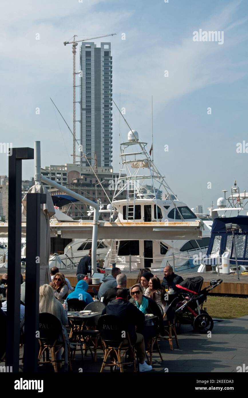 Cafe/Restaurants overlooking the Marina, Beirut, Lebanon, Middle East ...