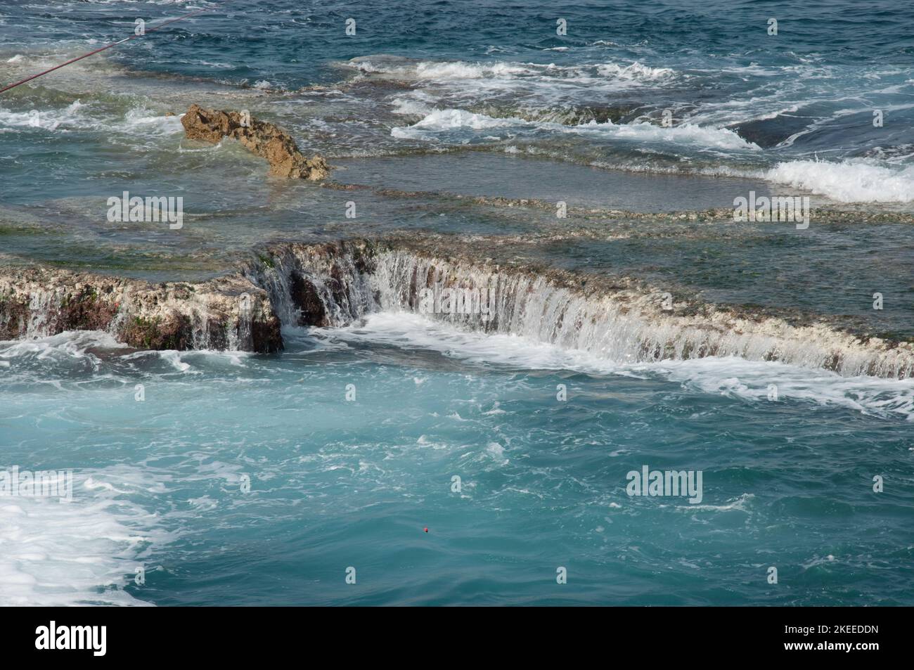 Rocks and sea along the Corniche, Mediteranean Sea, Beirut, Lebanon ...