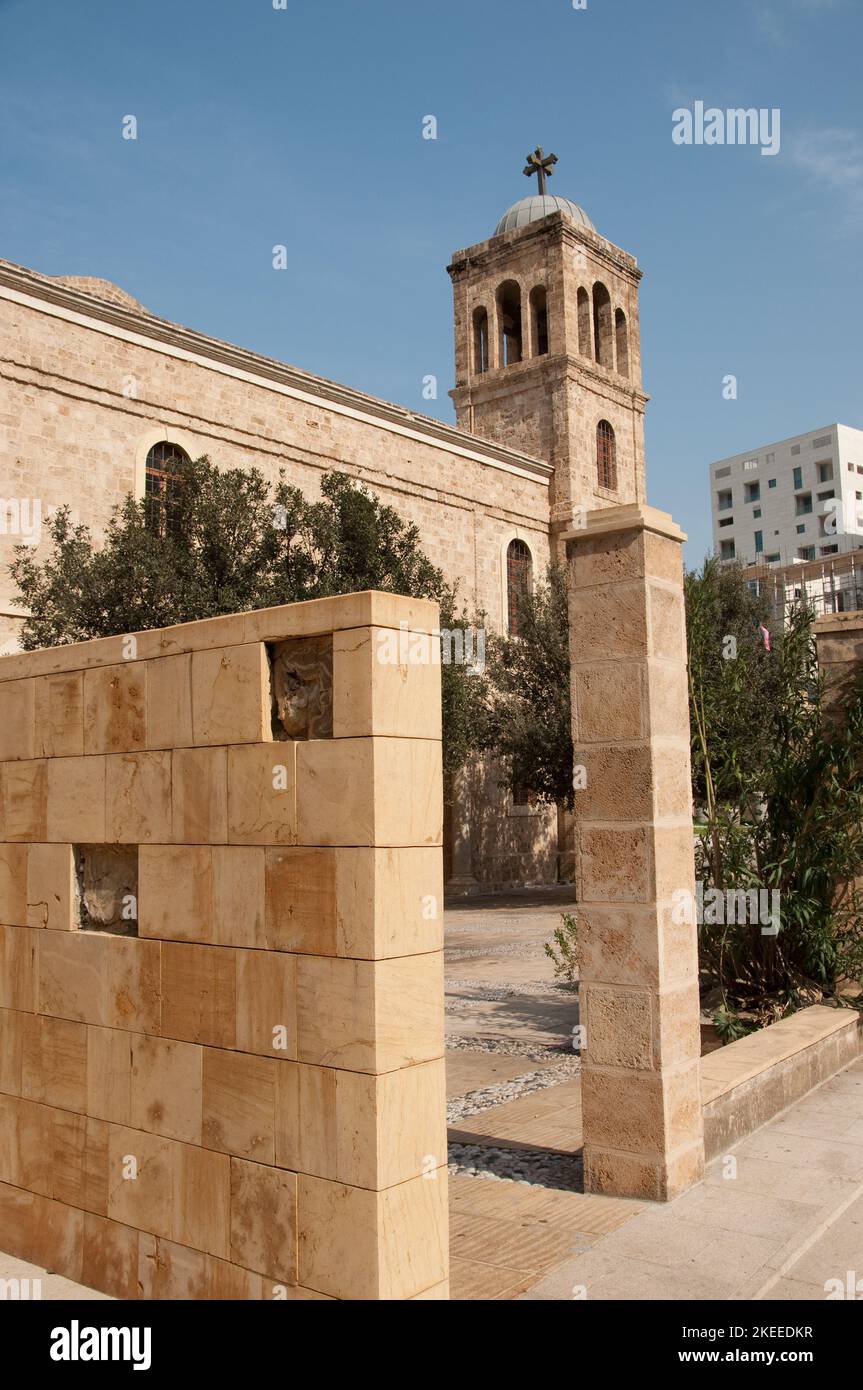 Garden and Bell Tower, St George Orthodox Cathedral, Beirut, Lebanon ...