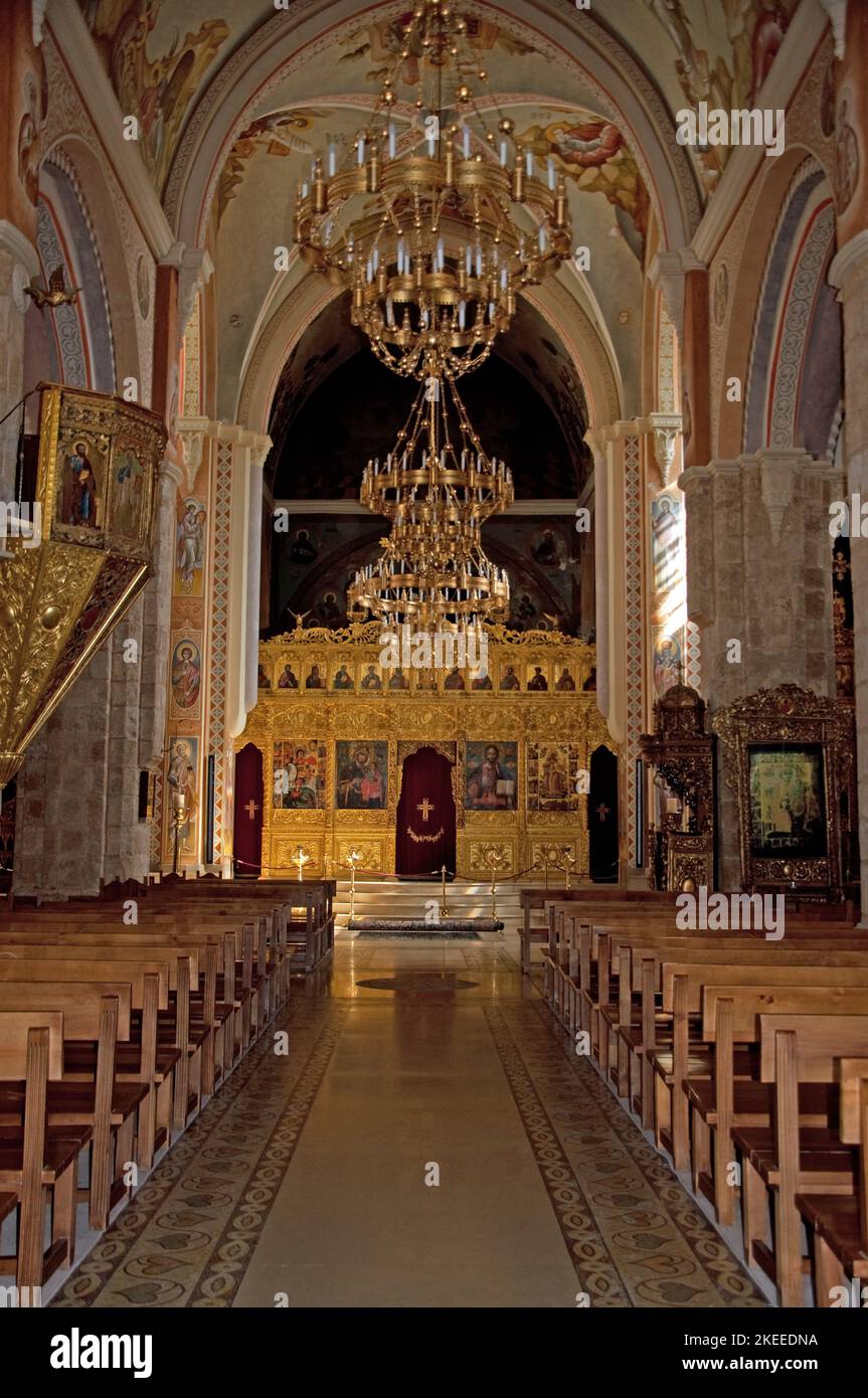 Altar and main aisle, St George Orthodox Cathedral, Beirut, Lebanon ...