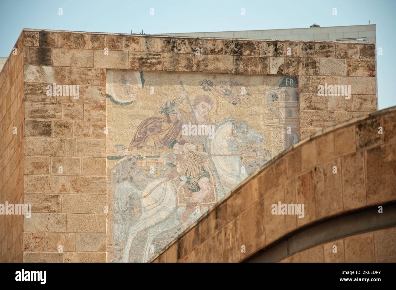 Fresco of St George next to St George's Orthodox Cathedral, Beirut ...