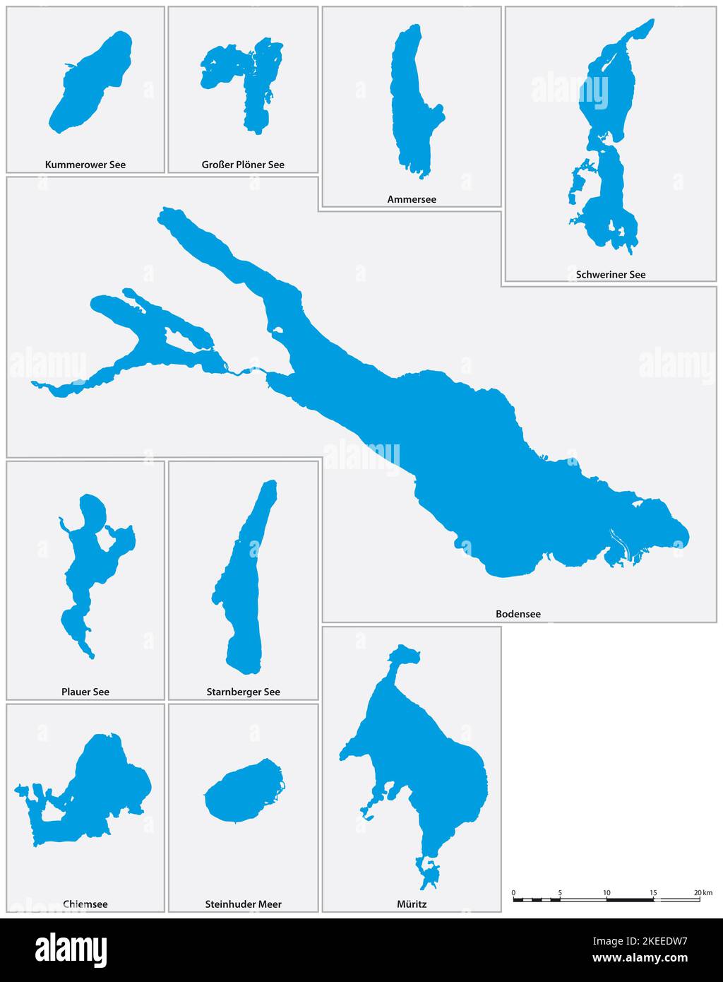Vector map of the ten largest lake in Germany in German Stock Photo - Alamy